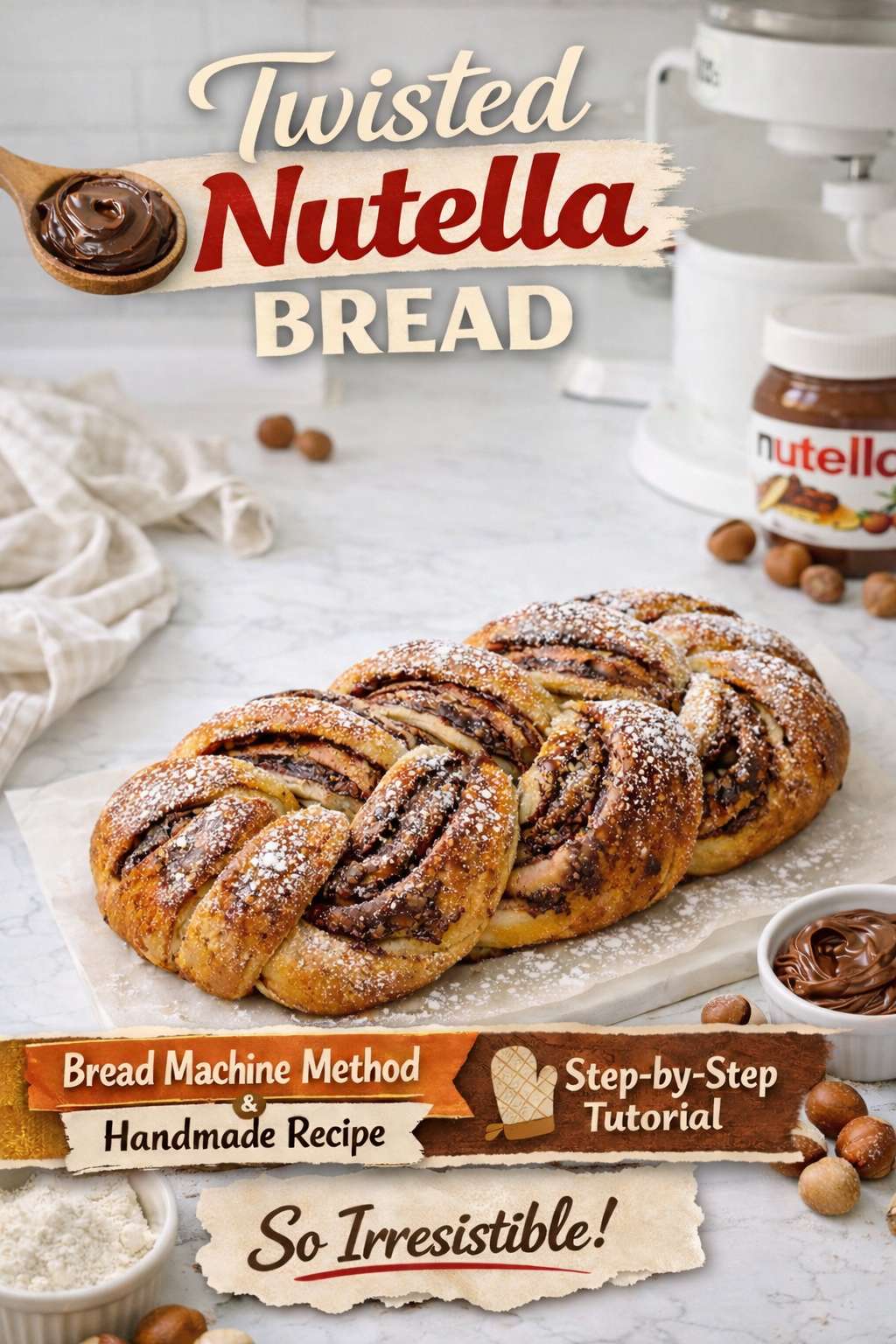 Twisted Nutella Bread – Bread Maker and Handmade Recipe – Edible Crafts